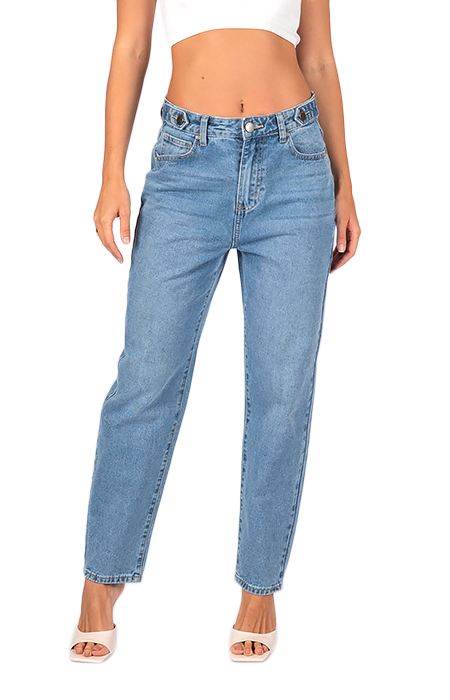 Wakee's Bylily Blue Boyfriend Jeans With Waist Buttons BA005 - Fashion ...