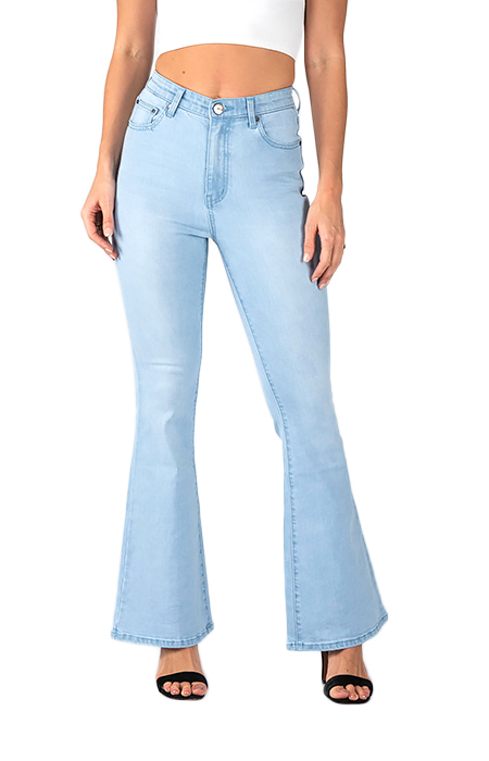 Wakee Light Blue Ultra High Rise Flared Jeans 7079 - Fashion Jam Essentials