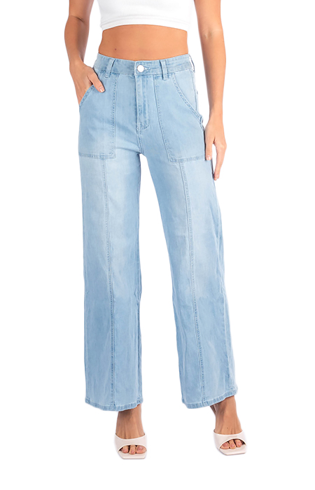 Wakee Light Blue Wide Leg Jeans With Feature Stitching 7110 - Fashion ...