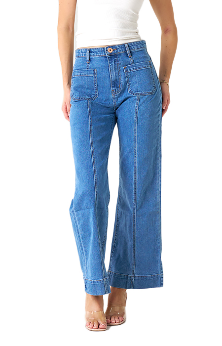 Wakee Blue Wide Jeans With Feature Pockets & Seam 3096 - Fashion Jam ...